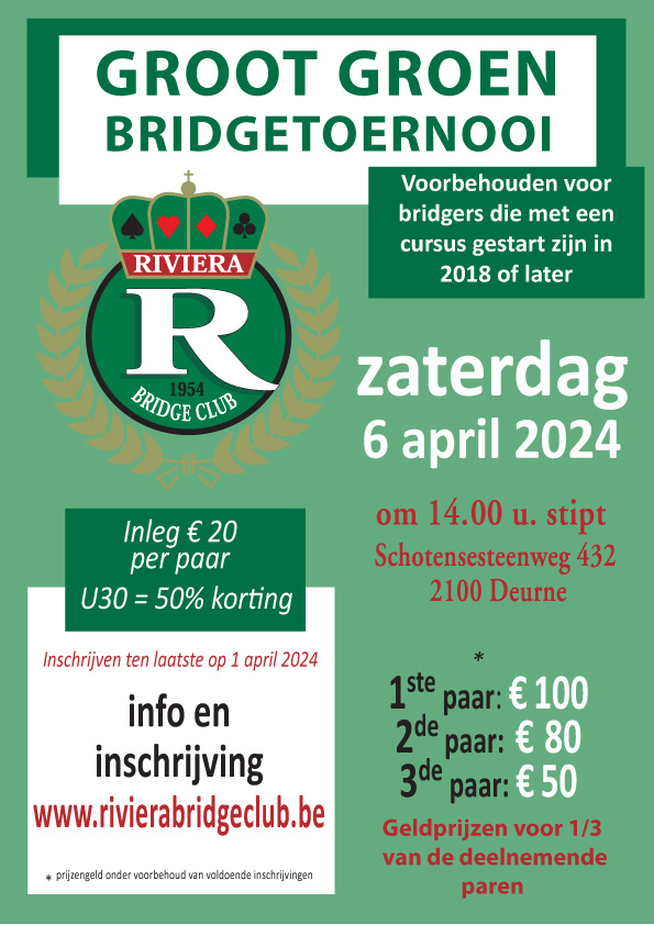 Groot Groen Toernooi | Riviera Bridgeclub